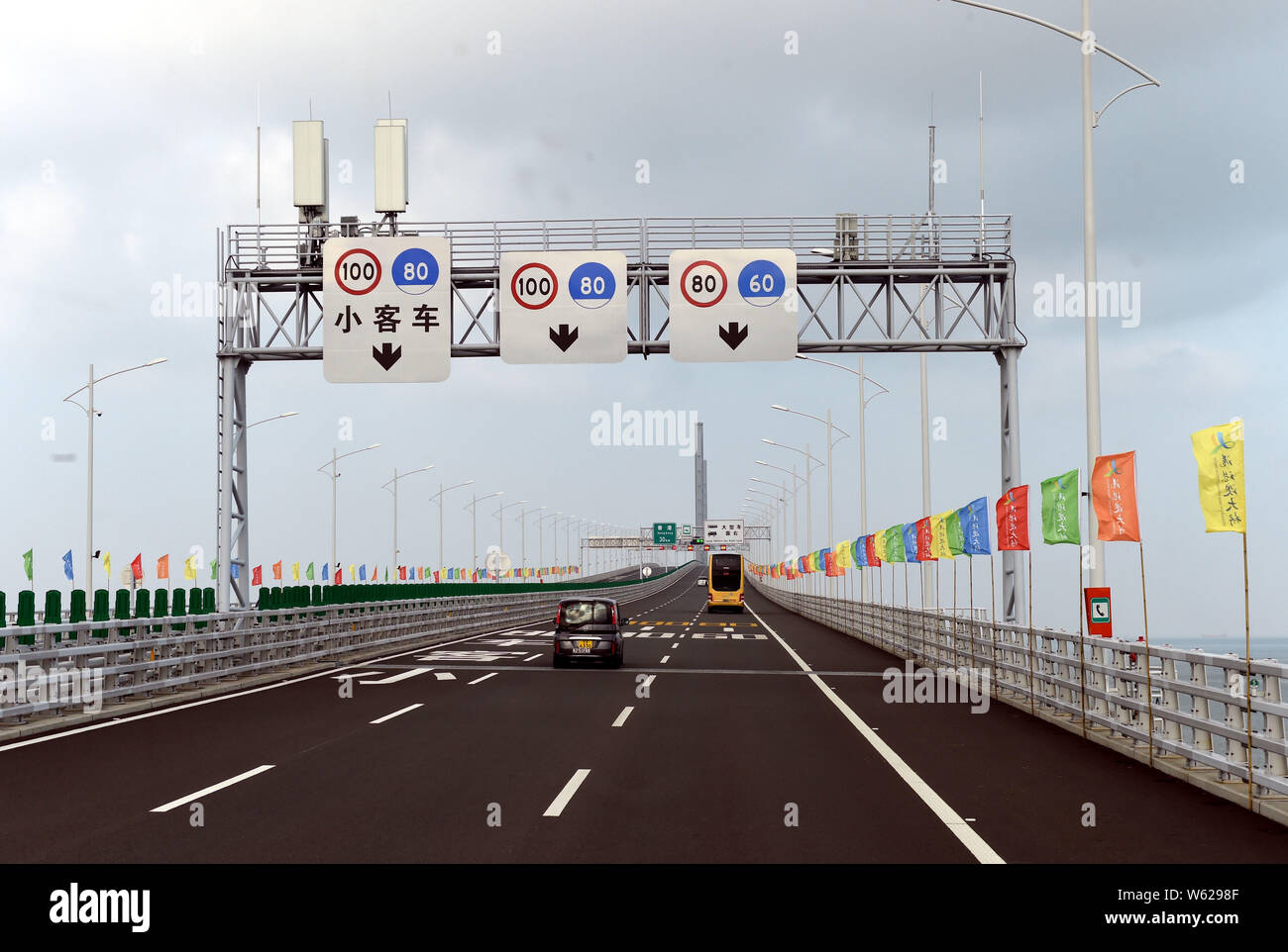 View of the world's longest cross-sea bridge, the Hong Kong-Zhuhai ...
