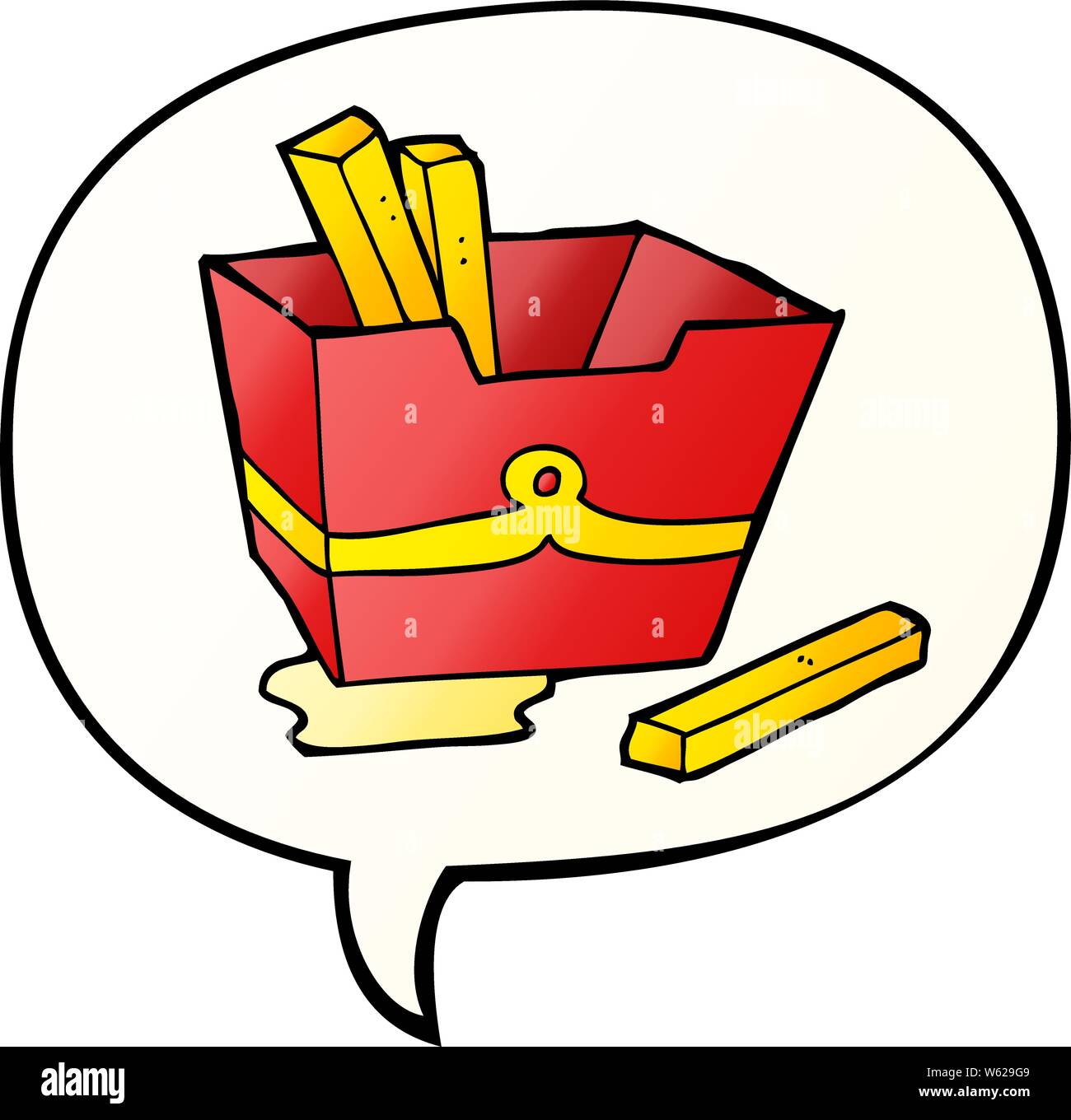 cartoon box of fries with speech bubble in smooth gradient style Stock ...