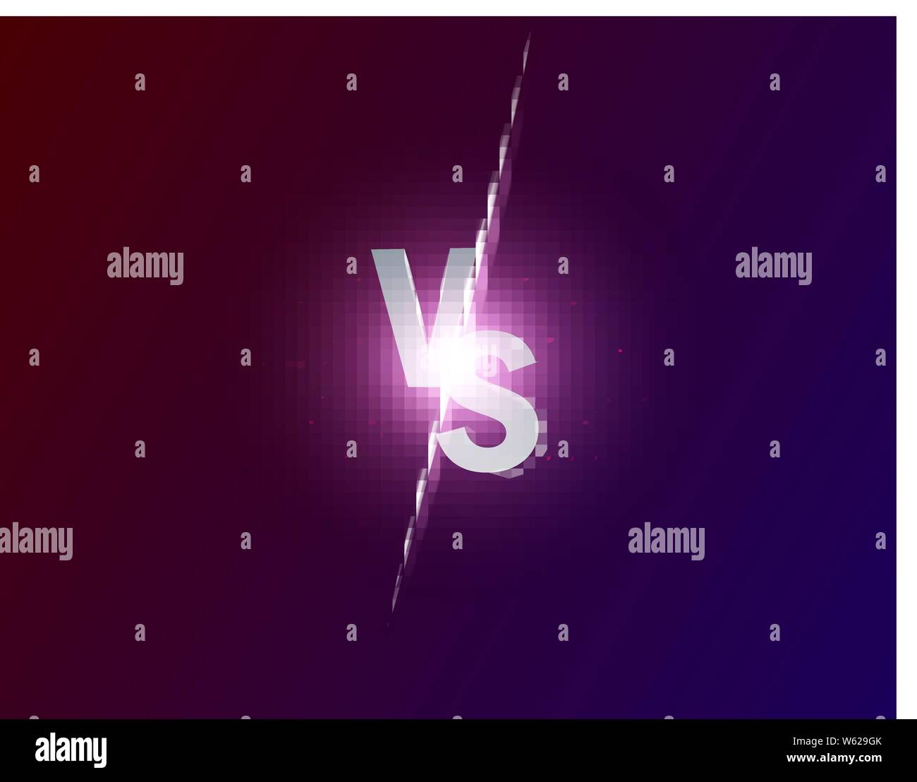 Blue neon versus logo vs letters for sports and fight competition ...