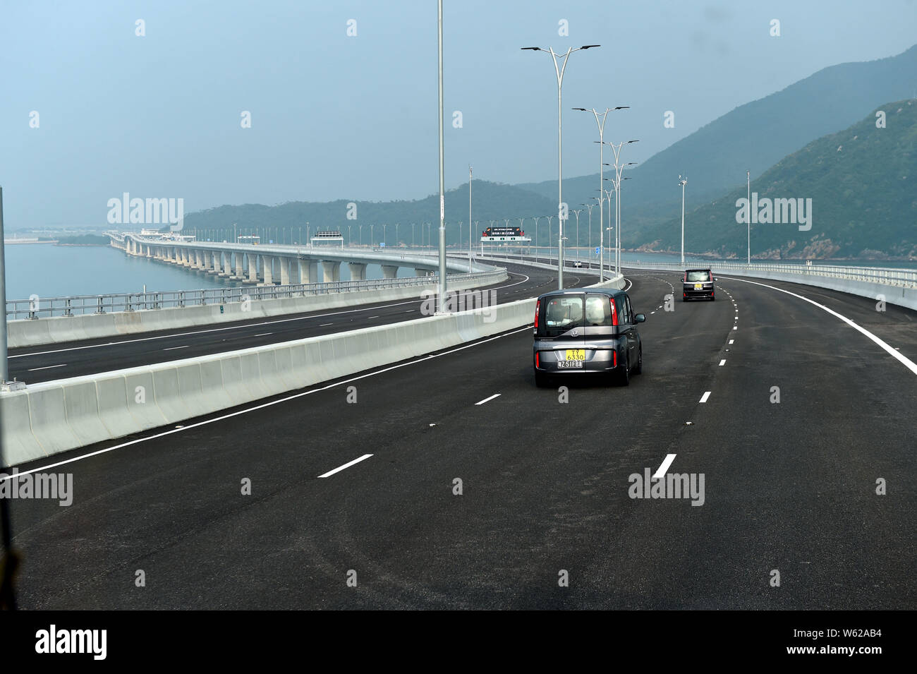 View of the world's longest cross-sea bridge, the Hong Kong-Zhuhai ...