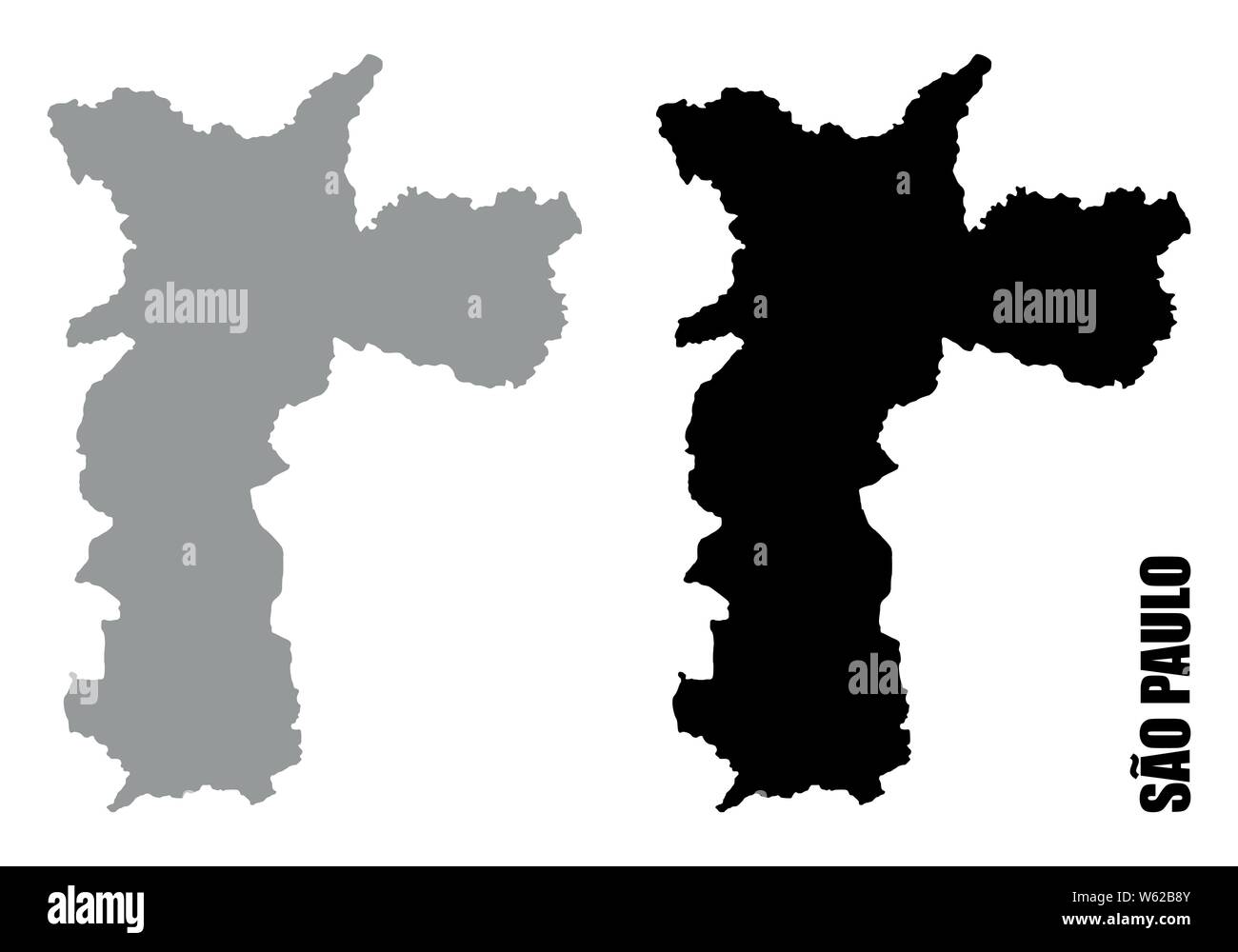 Sao Paulo City silhouette maps isolated on white background, Brazil ...