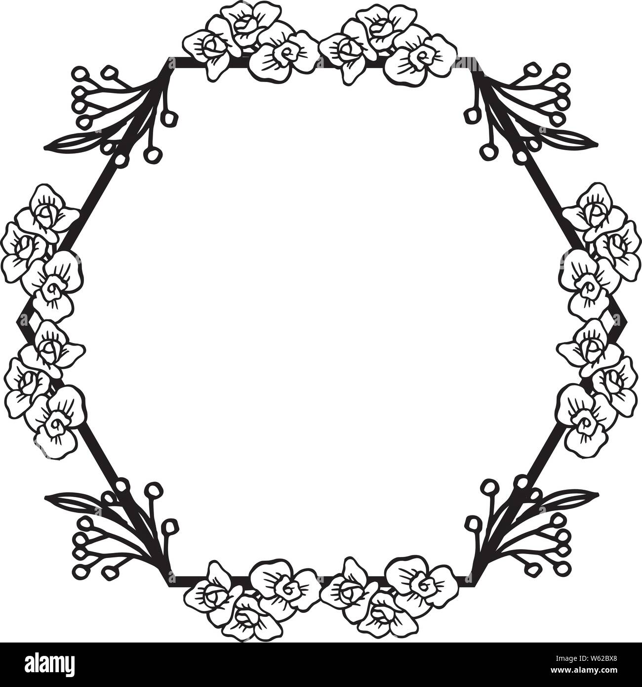 Motif for border of leaves flower frame. Vector illustration Stock ...