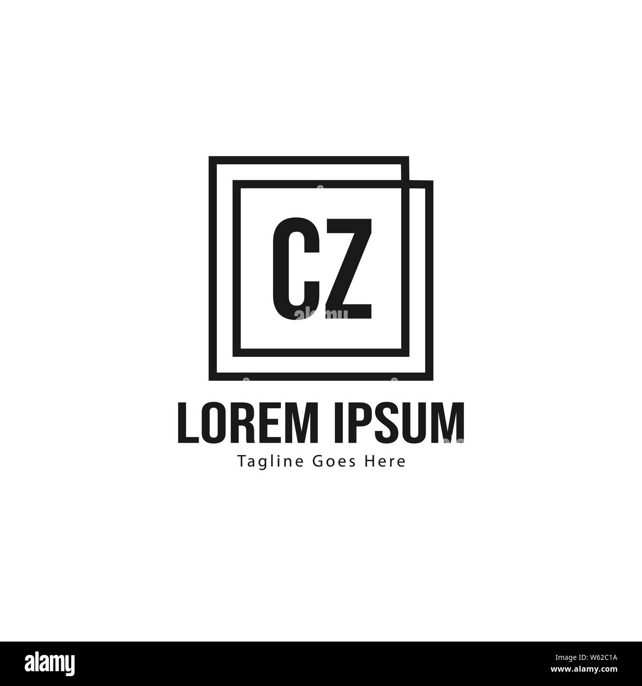 Initial CZ logo template with modern frame. Minimalist CZ letter logo ...