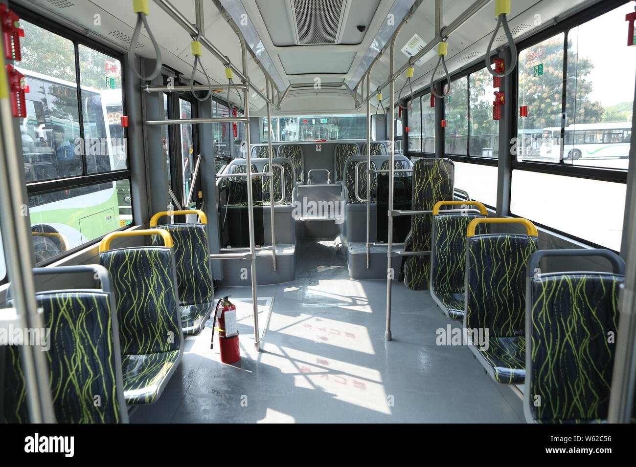 Interior view of a smart bus, named "Black King Kong," at a bus station ...