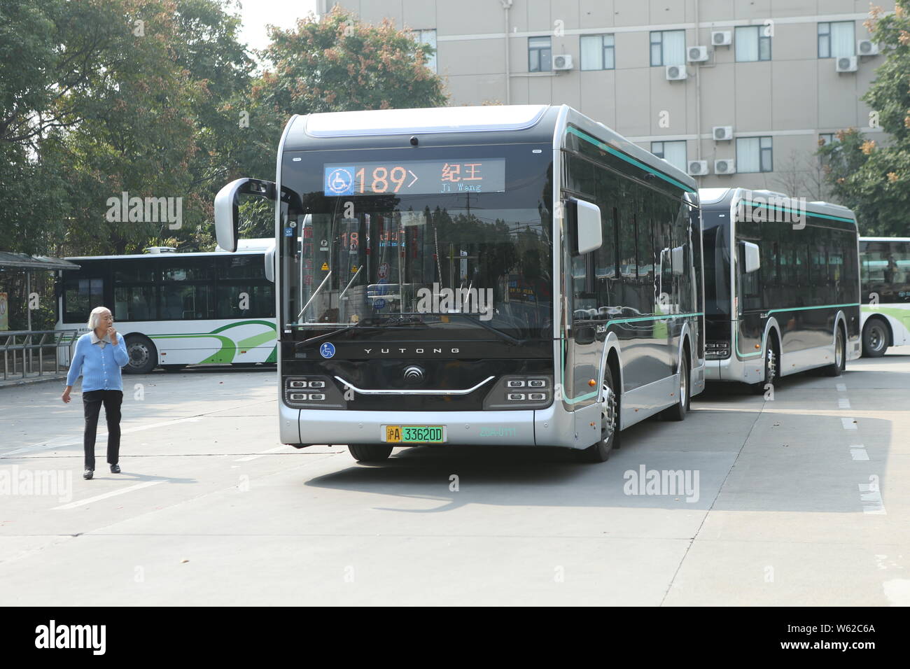 Smart buses, named "Black King Kong" are seen at a bus station in ...