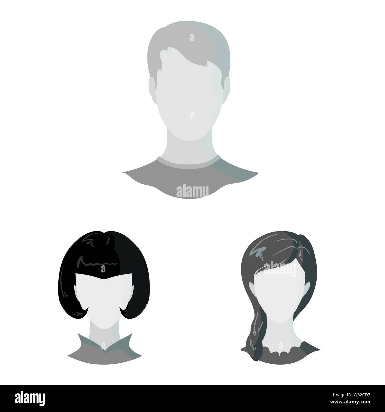 Vector illustration of character and profile sign. Collection of ...