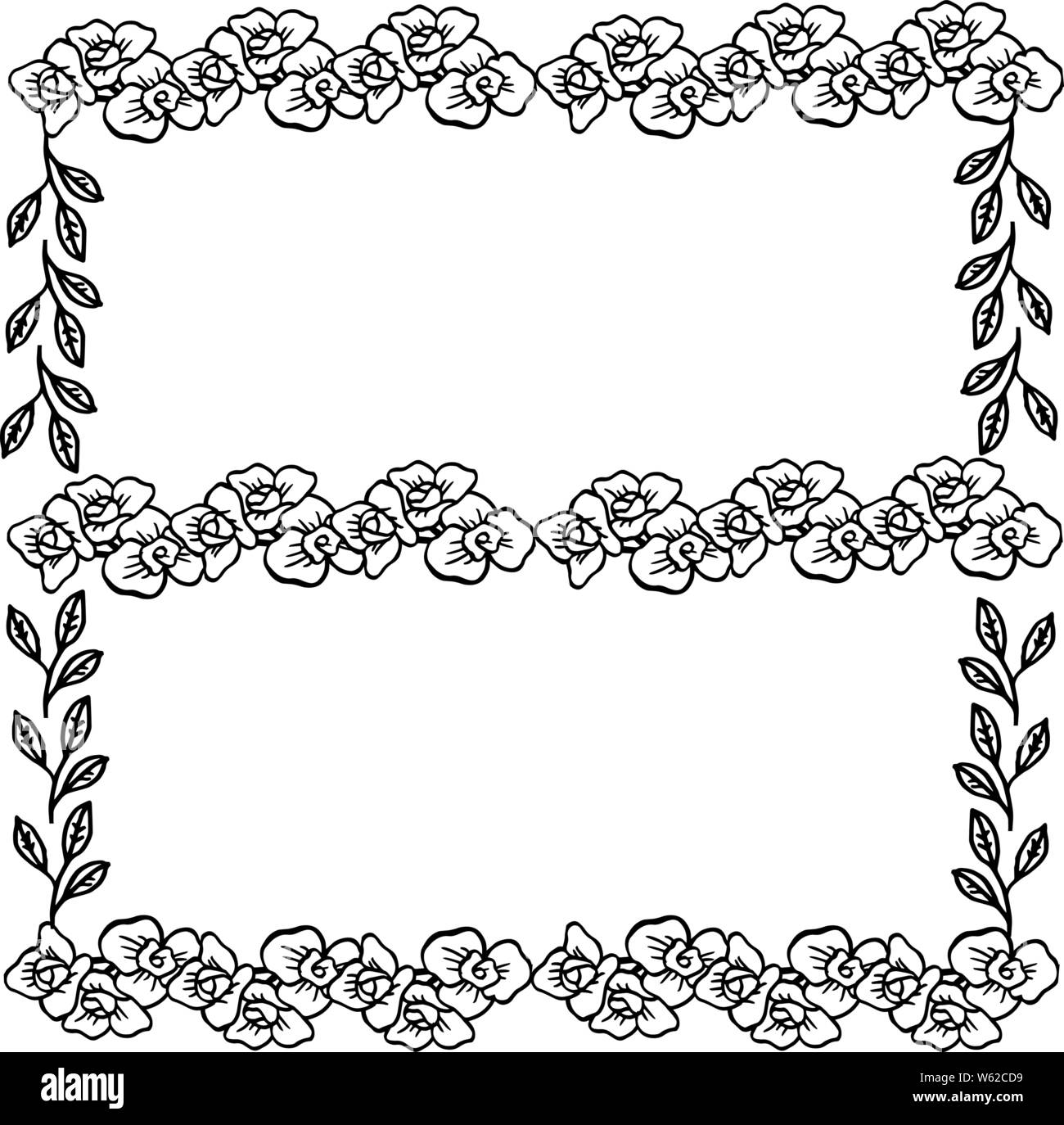 Design for poster and card with simple flower frame isolated on white ...