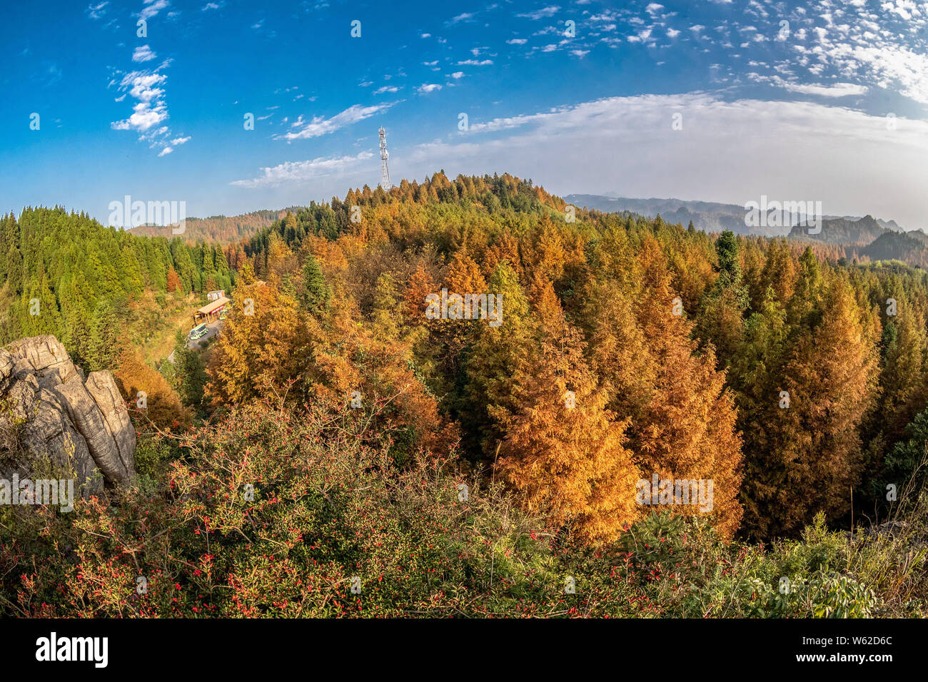 Landscape of the early winter scenery in the Shanwangping Karst ...