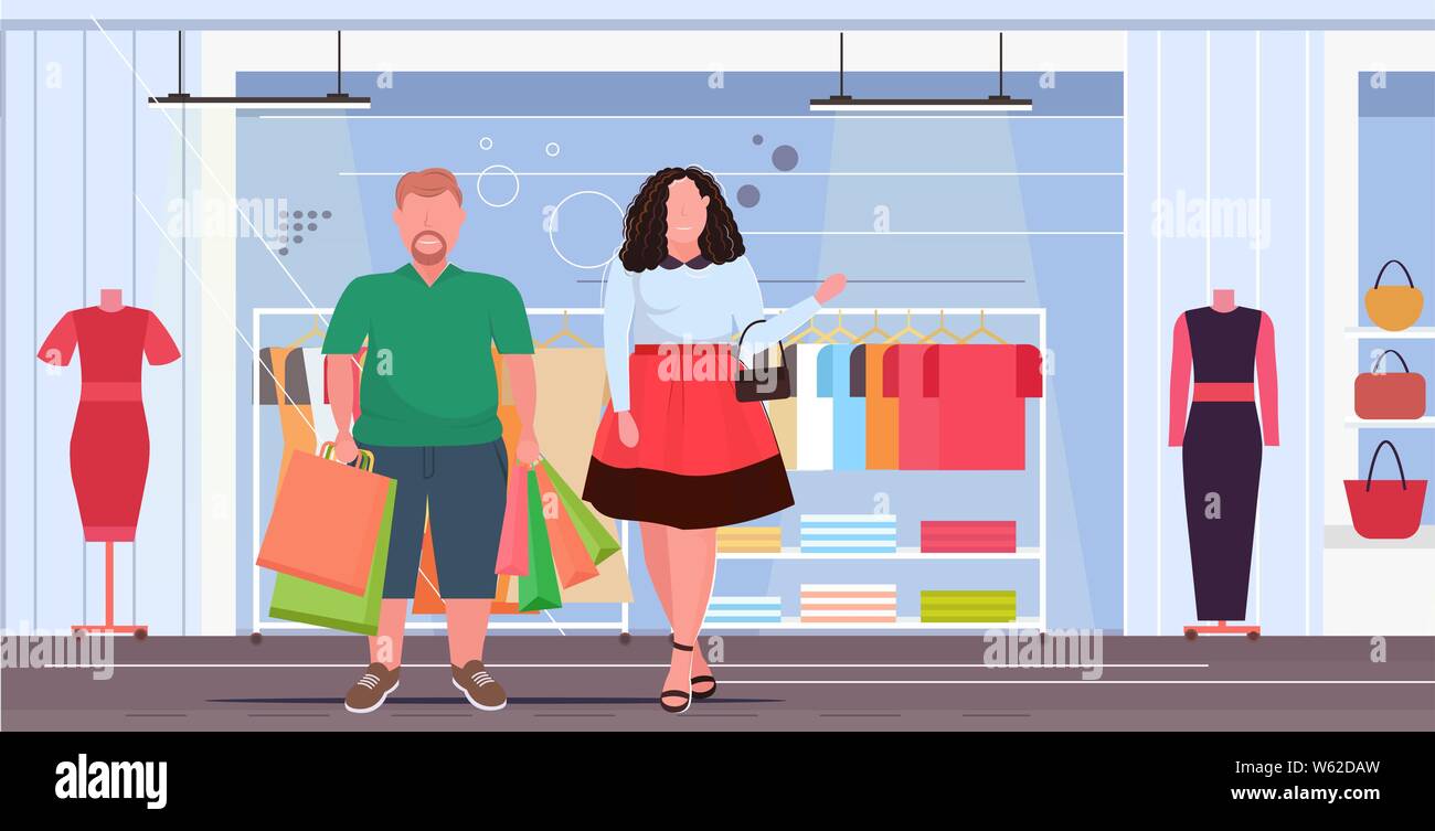Fat couple shopping Stock Vector Images - Alamy