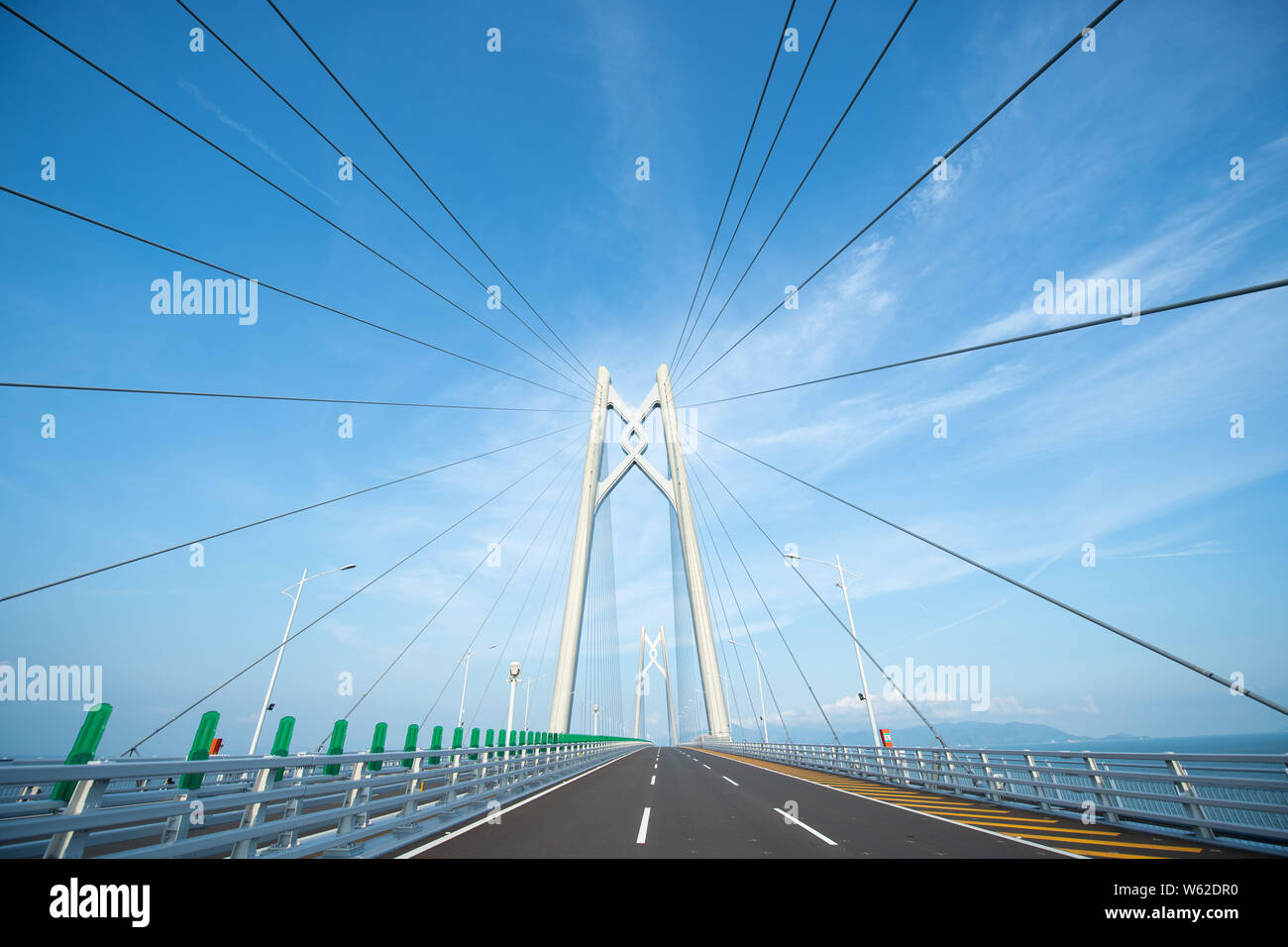 A view of the world's longest cross-sea bridge, the Hong Kong-Zhuhai ...