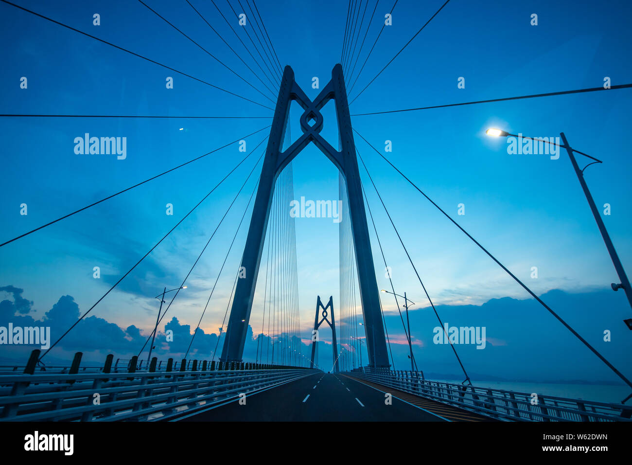 A view of the world's longest cross-sea bridge, the Hong Kong-Zhuhai ...