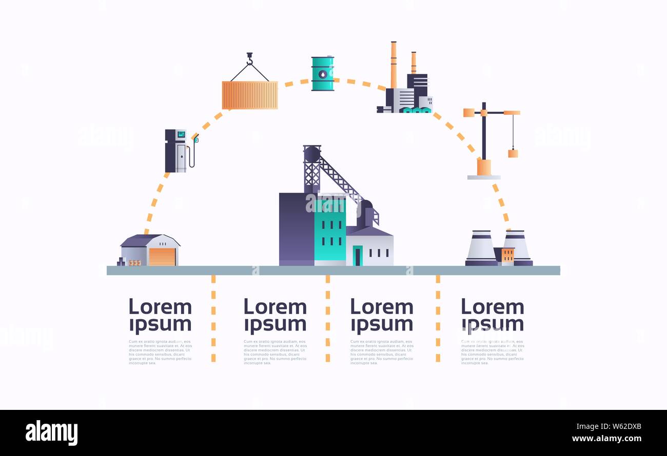 factory building icon infographic template plant with pipes and chimney ...