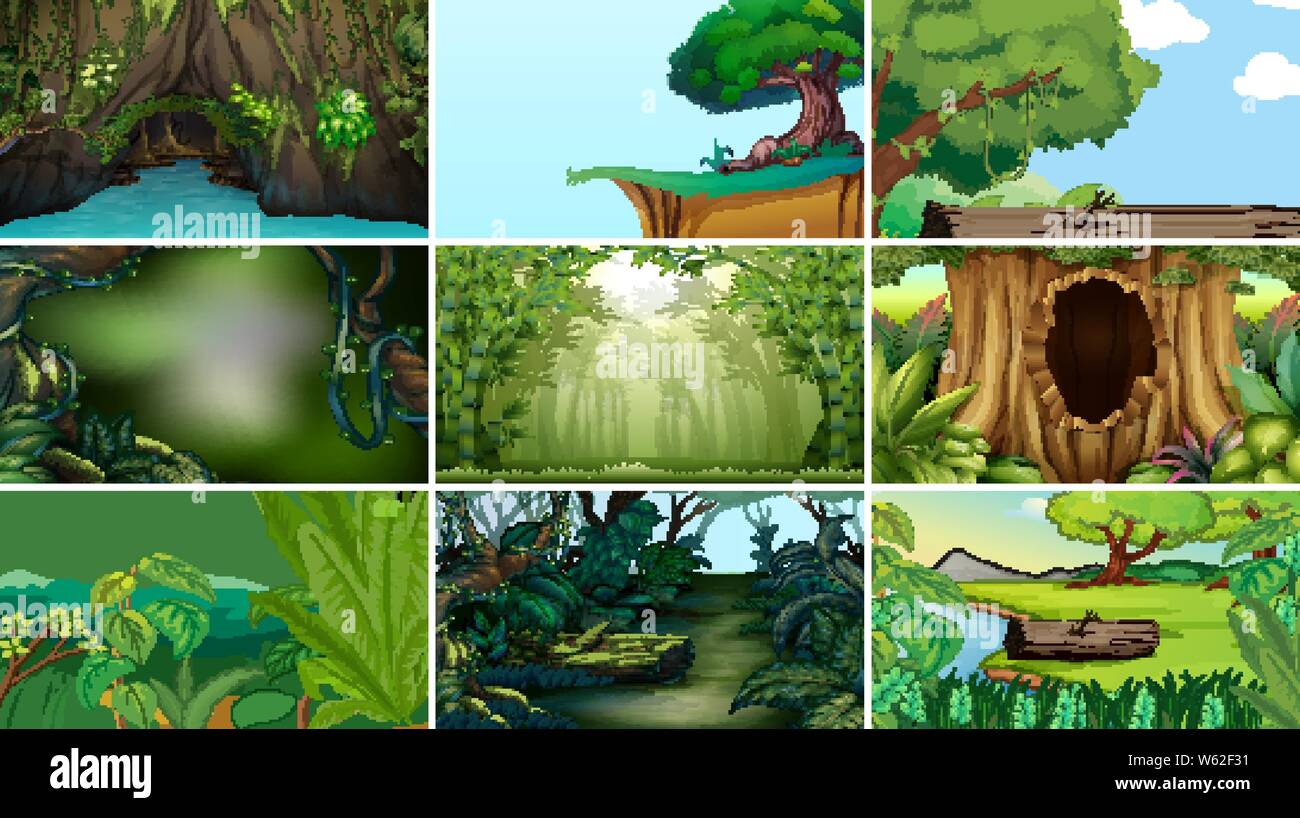 Empty, blank landscape nature scenes illustration Stock Vector Image ...