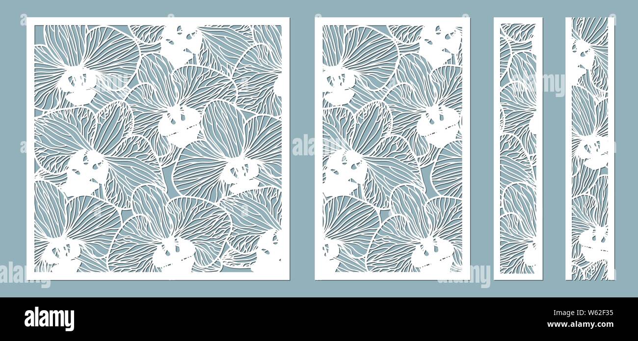 Set template for laser cutting and Plotter. Flowers, leaves for ...