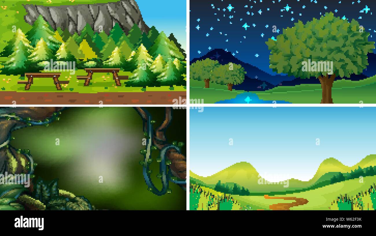 Empty, blank landscape nature scenes illustration Stock Vector Image ...