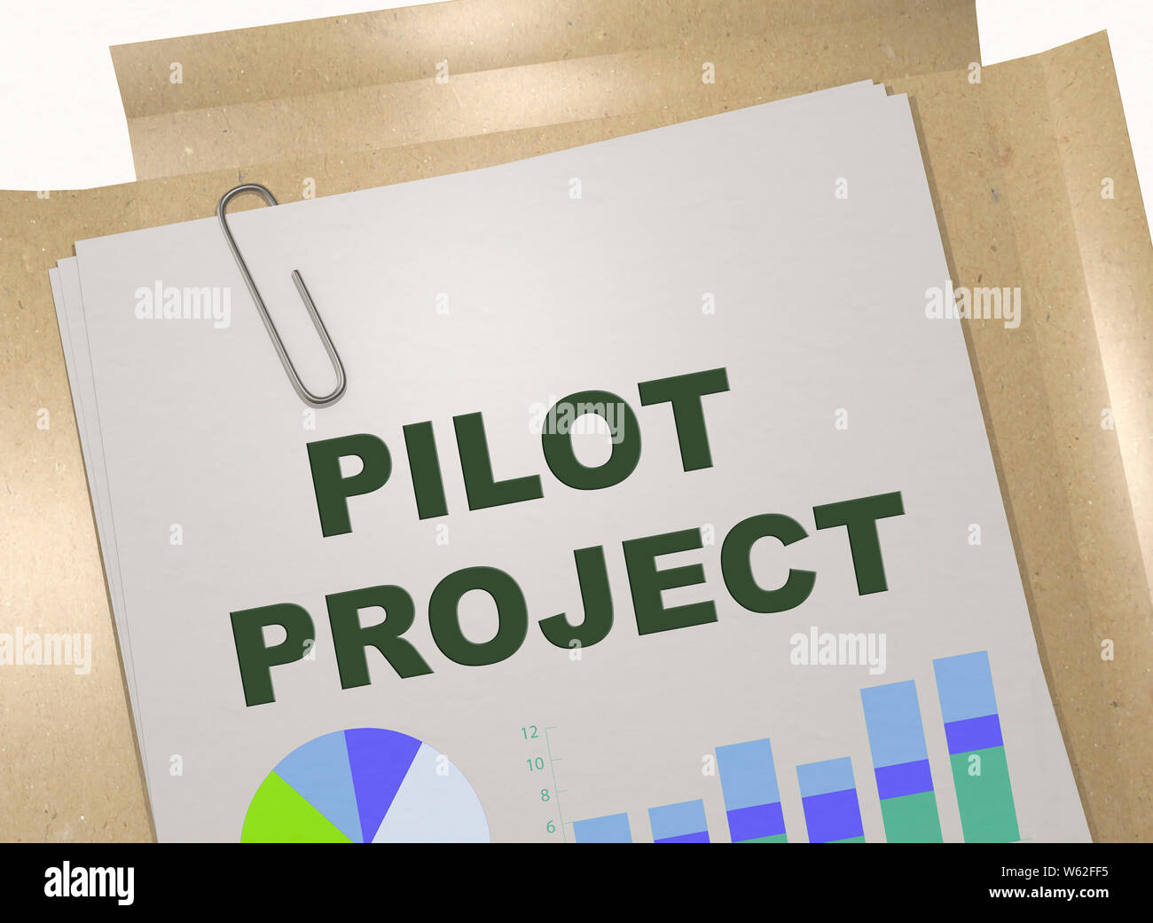 3D illustration of PILOT PROJECT title on business document Stock Photo ...
