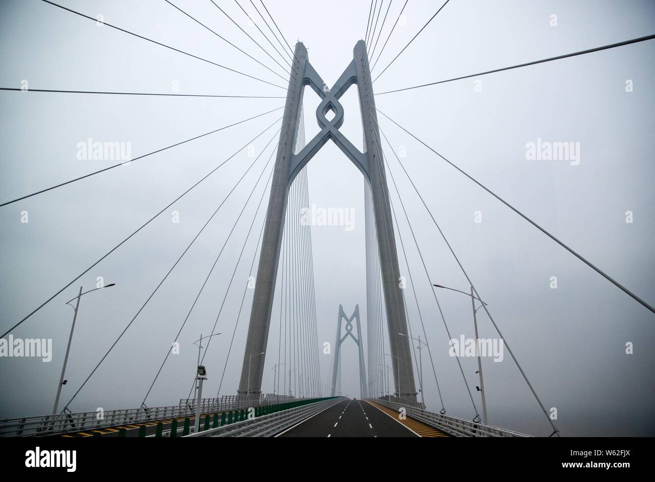A view of the world's longest cross-sea bridge, the Hong Kong-Zhuhai ...