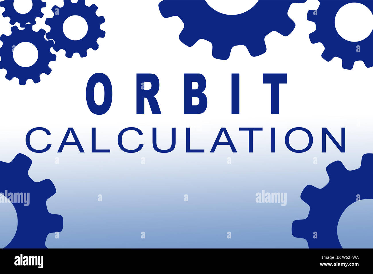 ORBIT CALCULATION sign concept illustration with blue gear wheel ...