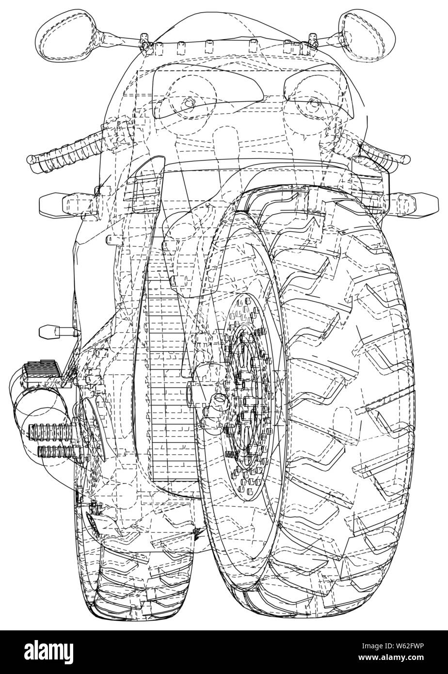 Sports bike technical wire-frame. EPS10 format. Vector created of 3d ...