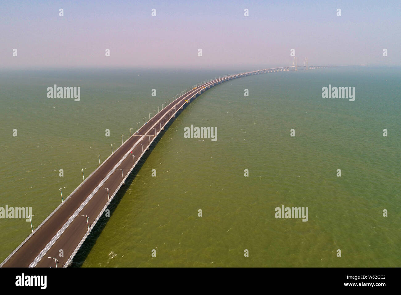 An aerial view of the world's longest cross-sea bridge, the Hong Kong ...