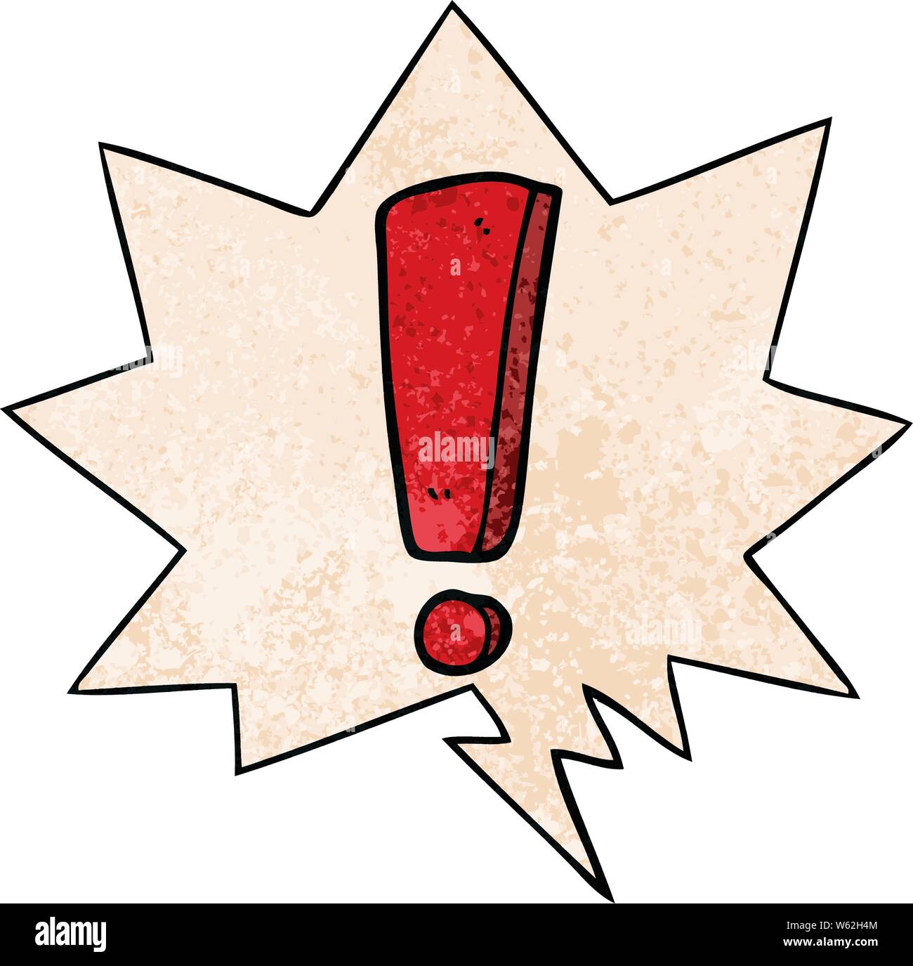 cartoon exclamation mark with speech bubble in retro texture style ...