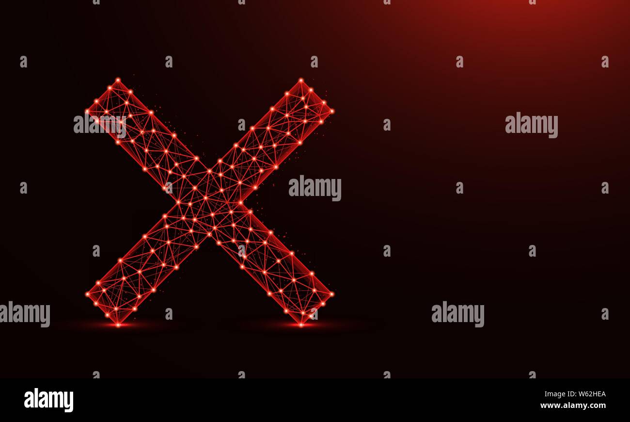 Cross mark low poly design, delete symbol in polygonal style, letter x ...