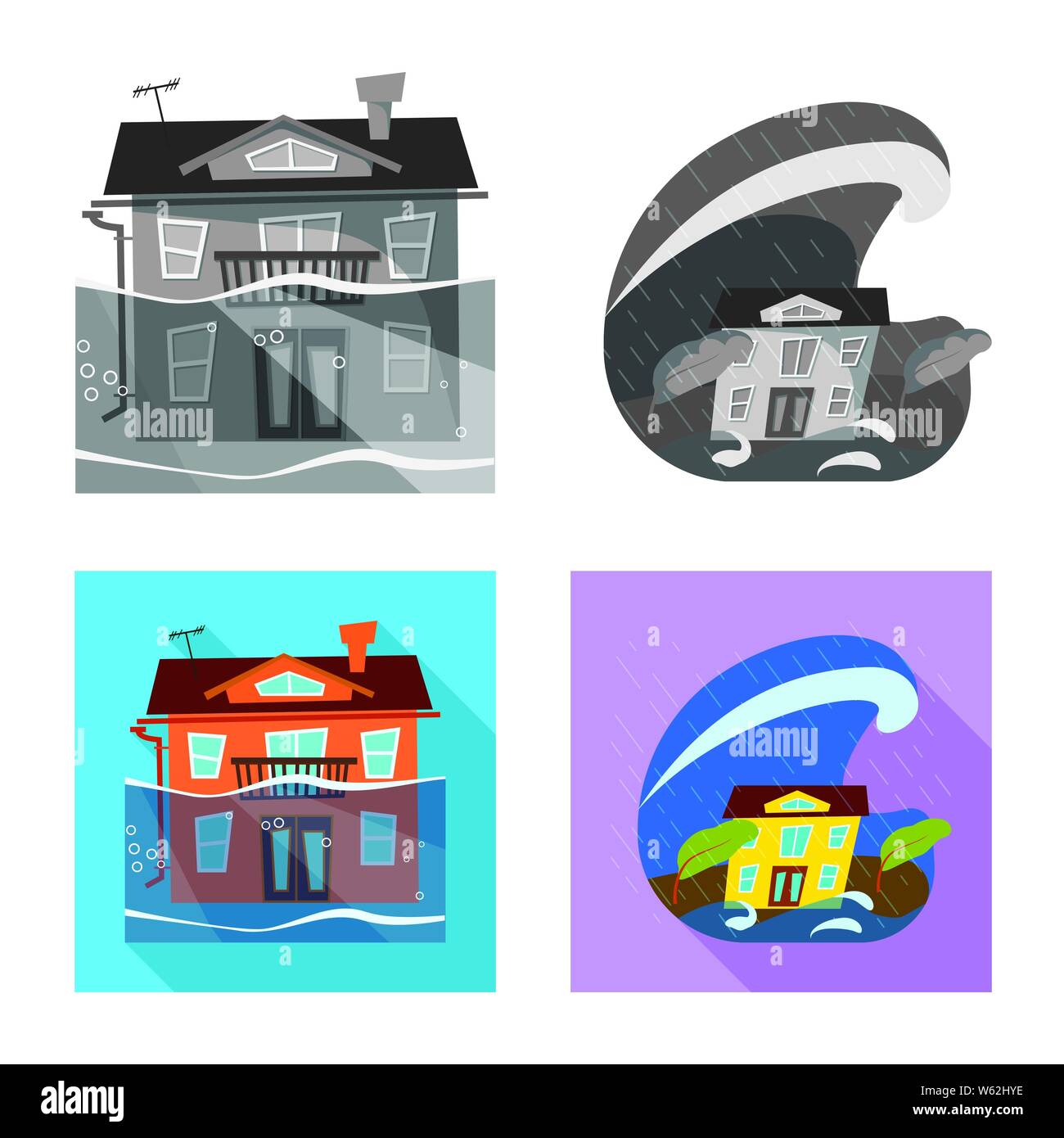 Vector design of weather and distress logo. Set of weather and crash ...