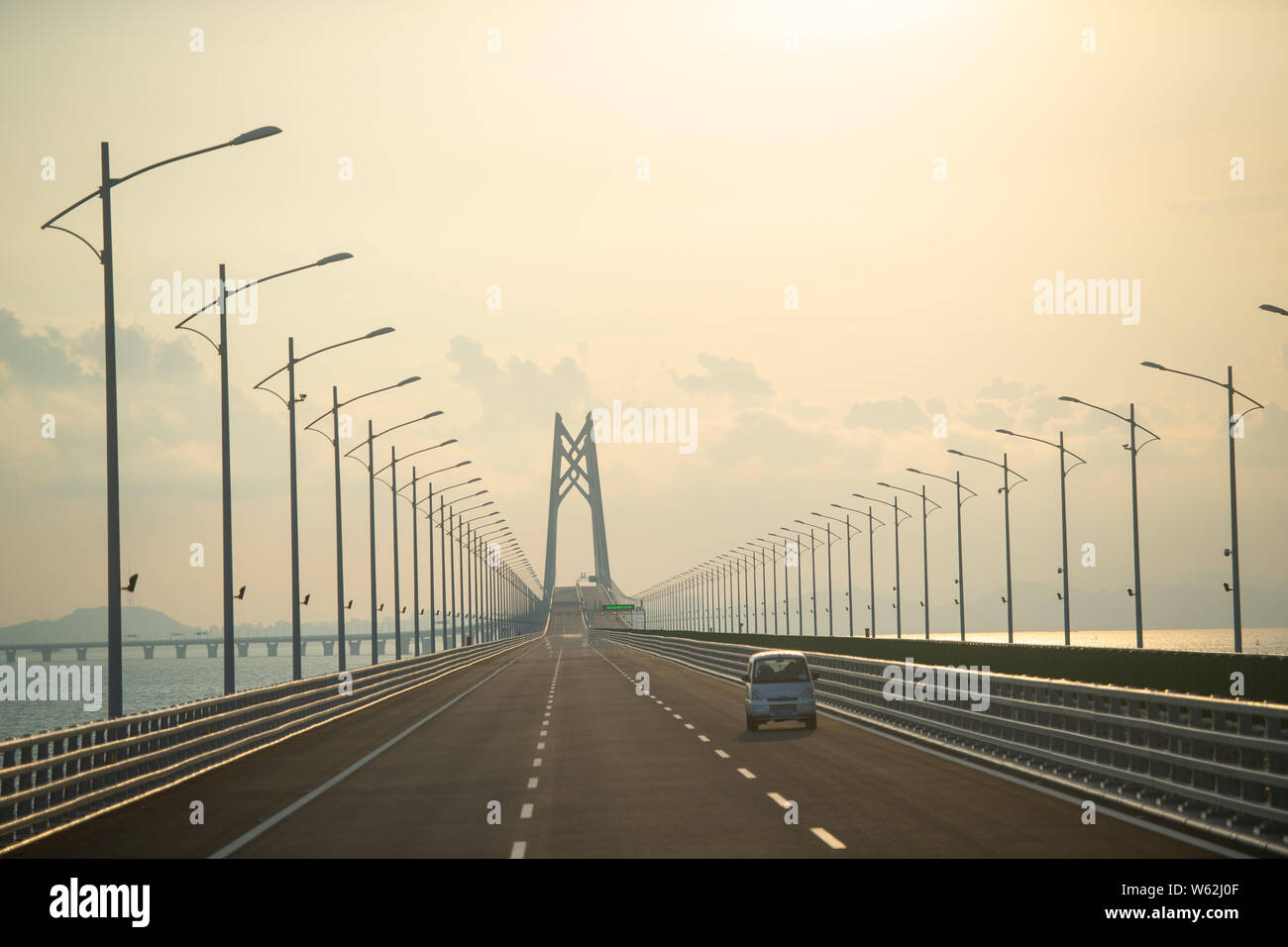 A view of the world's longest cross-sea bridge, the Hong Kong-Zhuhai ...
