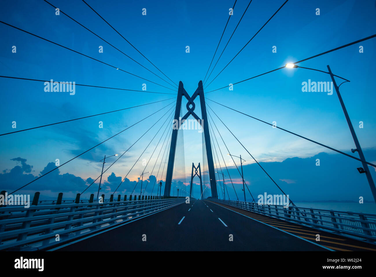 A view of the world's longest cross-sea bridge, the Hong Kong-Zhuhai ...