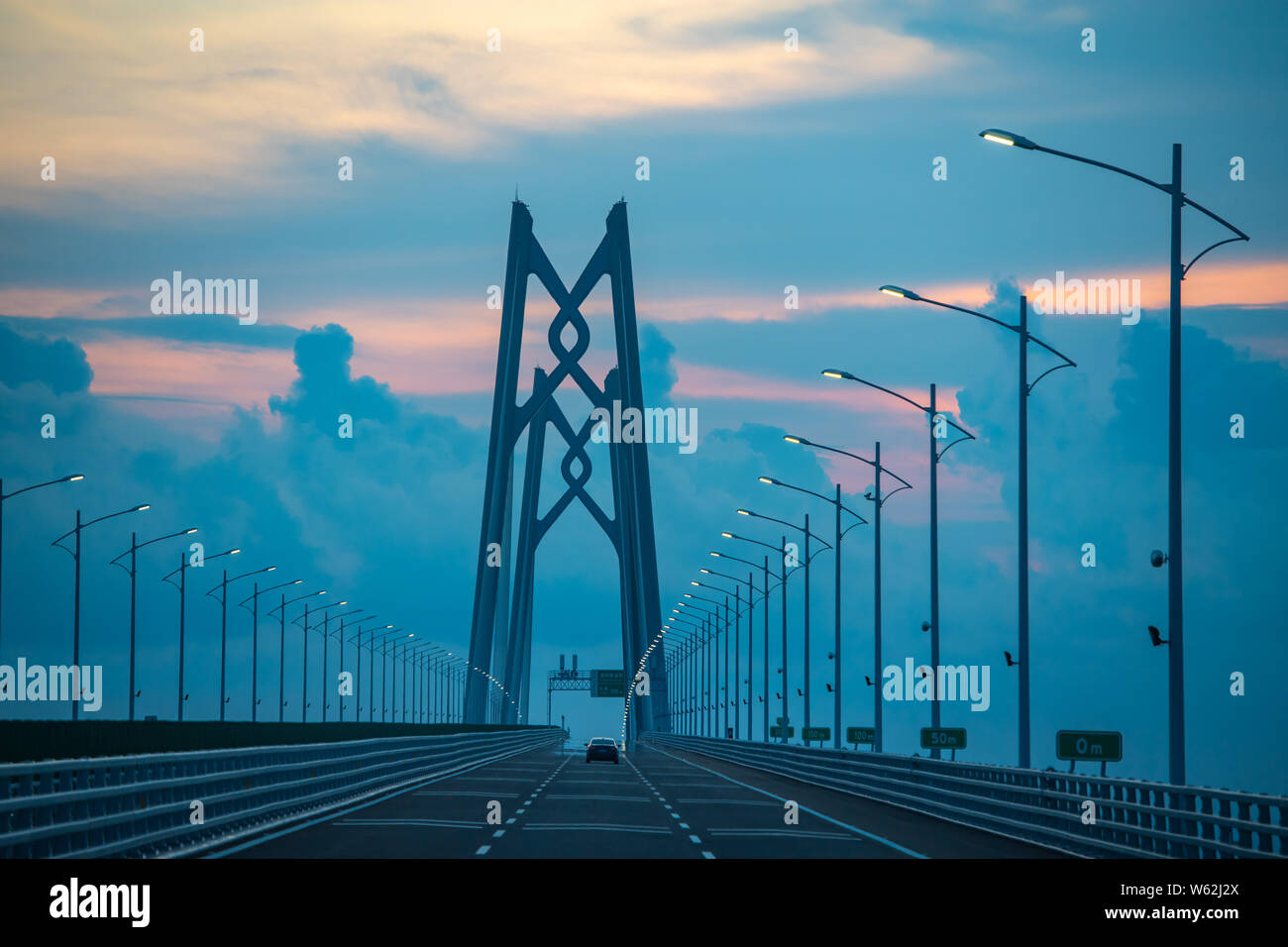 A view of the world's longest cross-sea bridge, the Hong Kong-Zhuhai ...