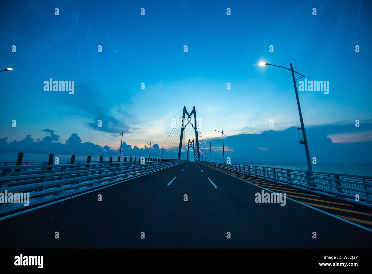 A view of the world's longest cross-sea bridge, the Hong Kong-Zhuhai ...
