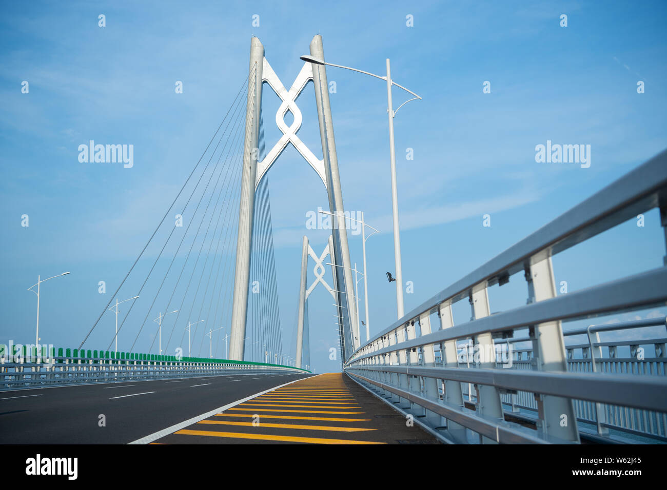 A view of the world's longest cross-sea bridge, the Hong Kong-Zhuhai ...