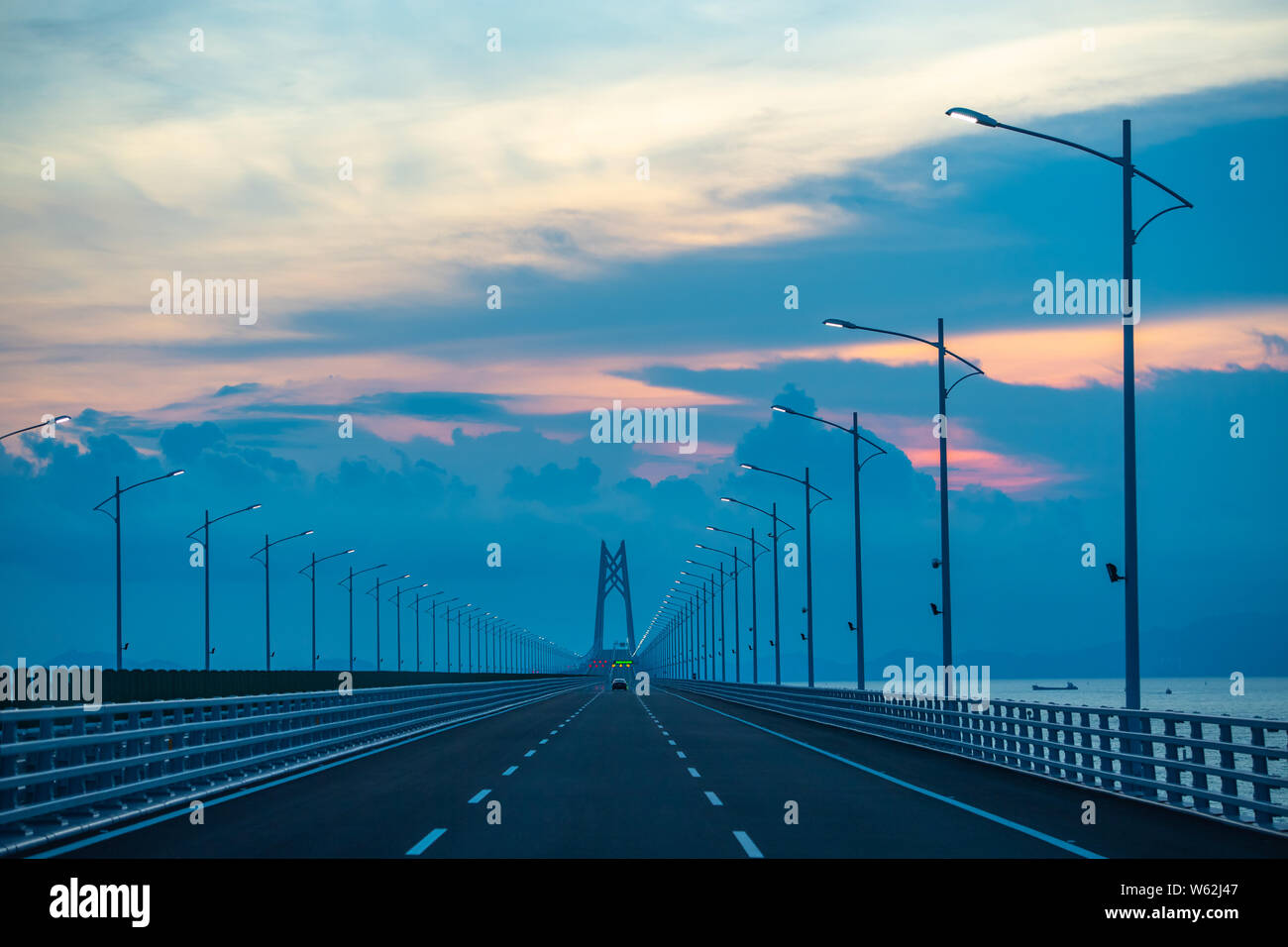 A view of the world's longest cross-sea bridge, the Hong Kong-Zhuhai ...