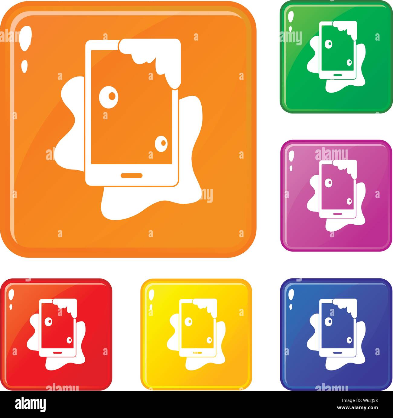 Wet phone icons set vector color Stock Vector Image & Art - Alamy
