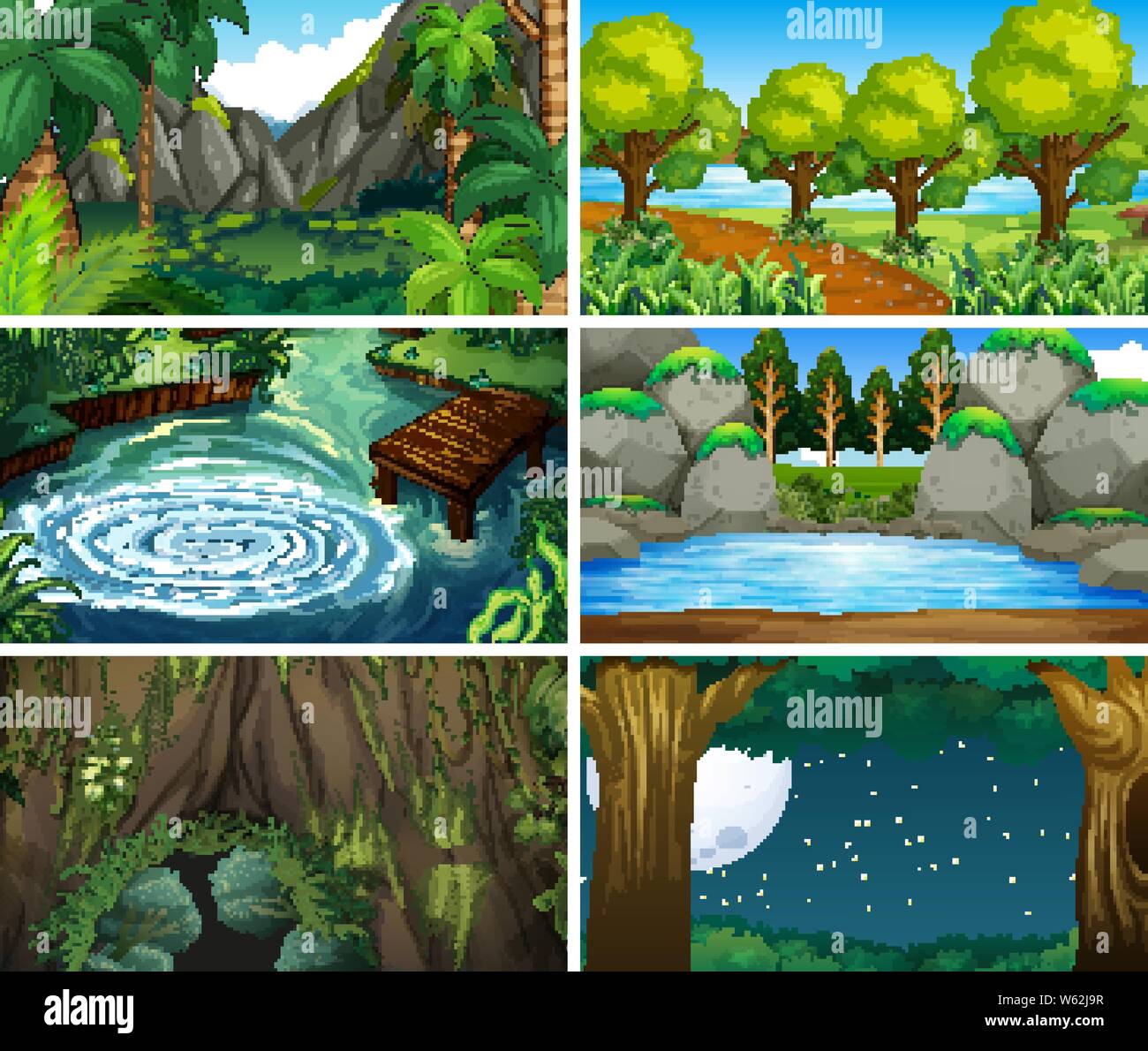 Empty, blank landscape nature scenes illustration Stock Vector Image ...