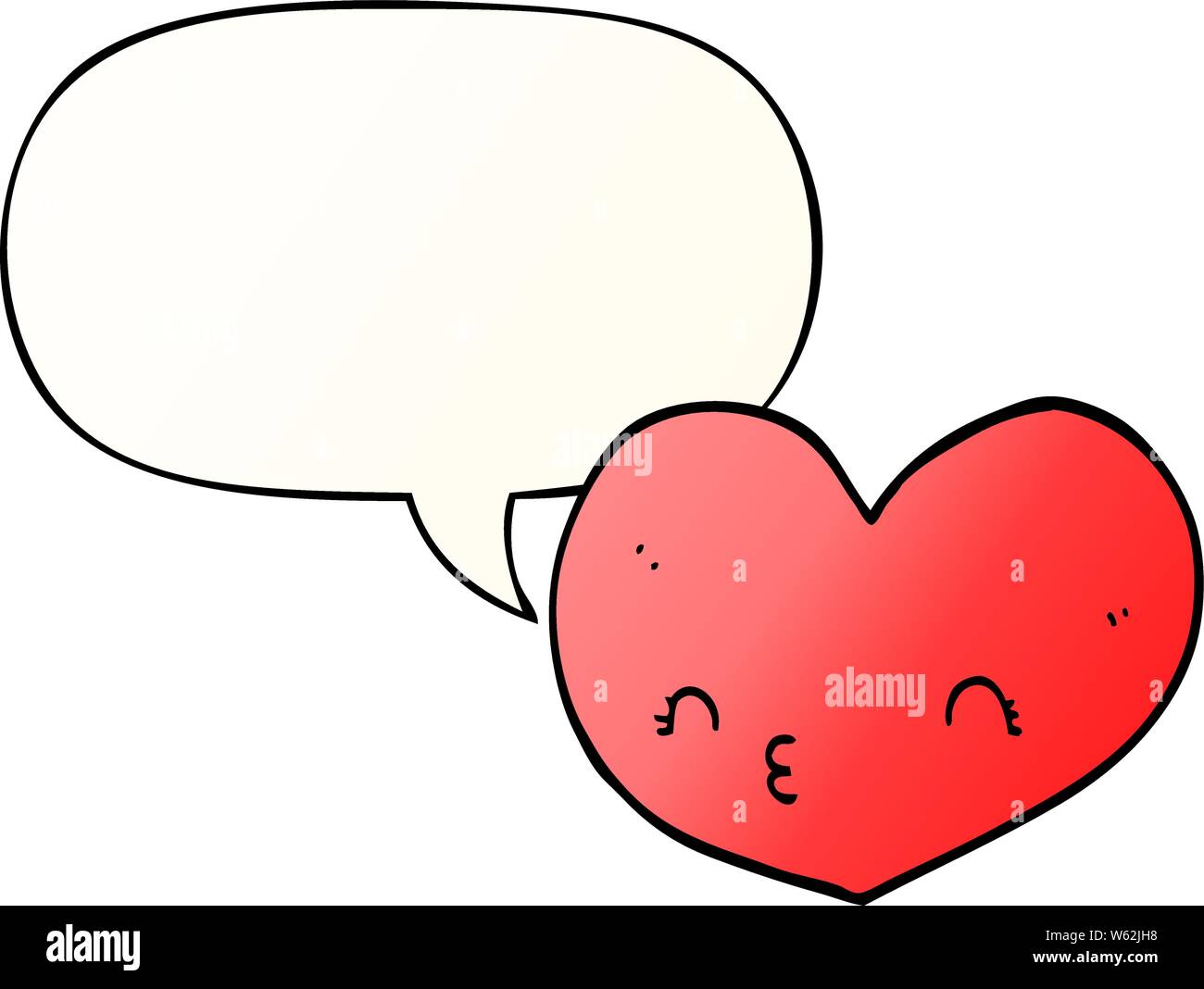 cartoon heart with face with speech bubble in smooth gradient style ...