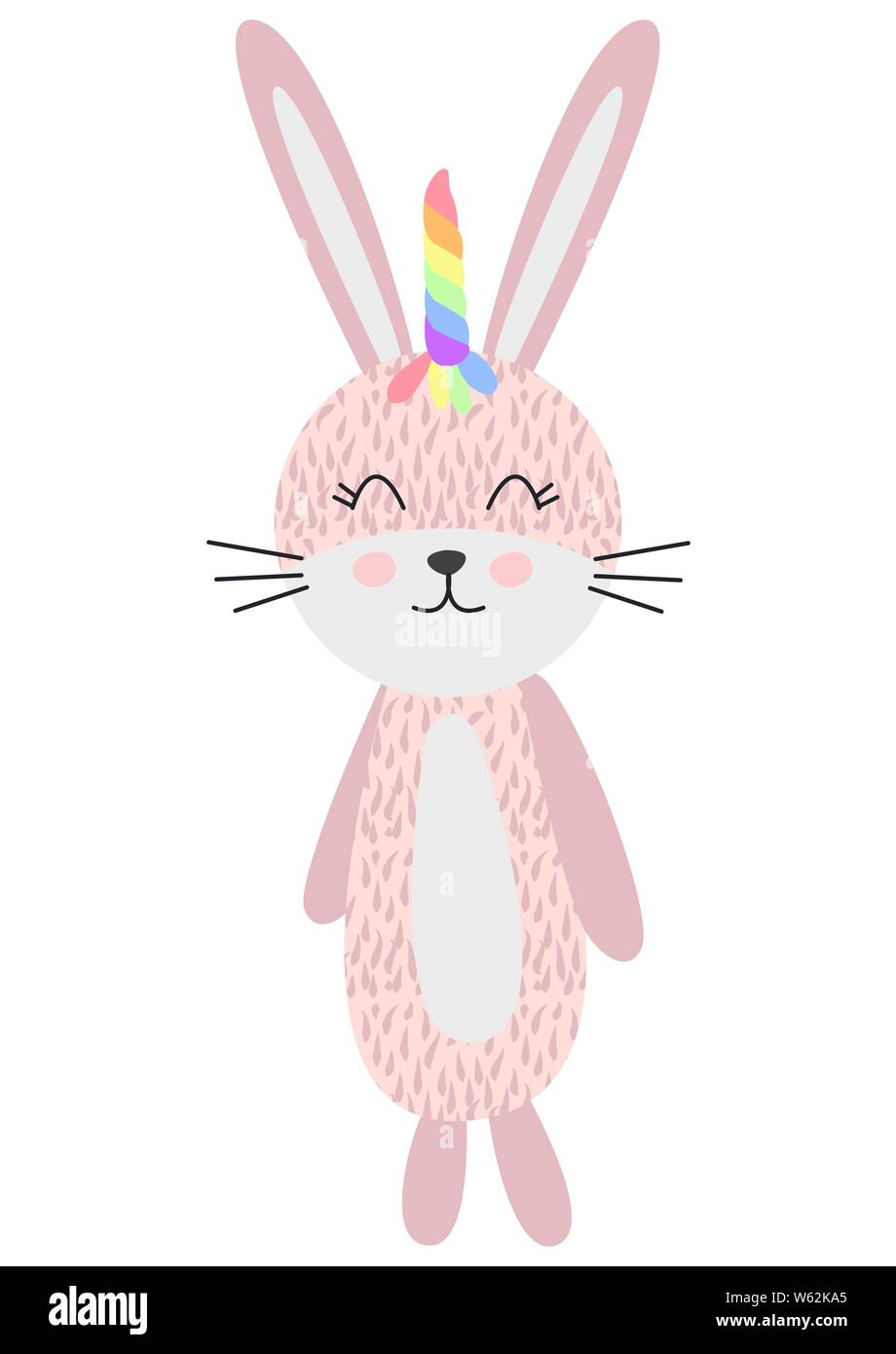 Cute Scandinavian unicorn bunny with a rainbow, kids design Stock ...