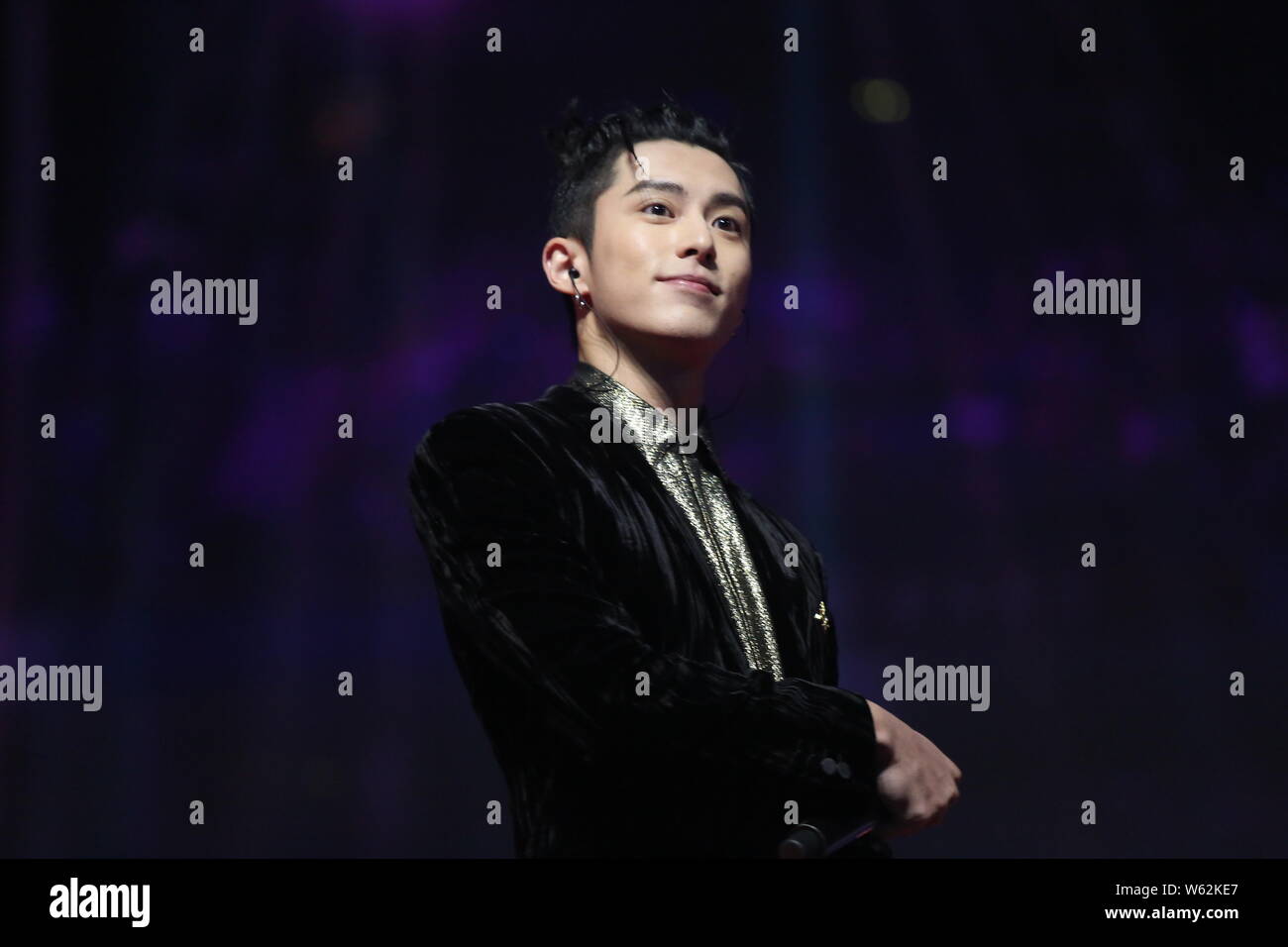 Chinese actor Caesar Wu Xize of the new lineup of Chinese boy group F4 performs during the KPL ...