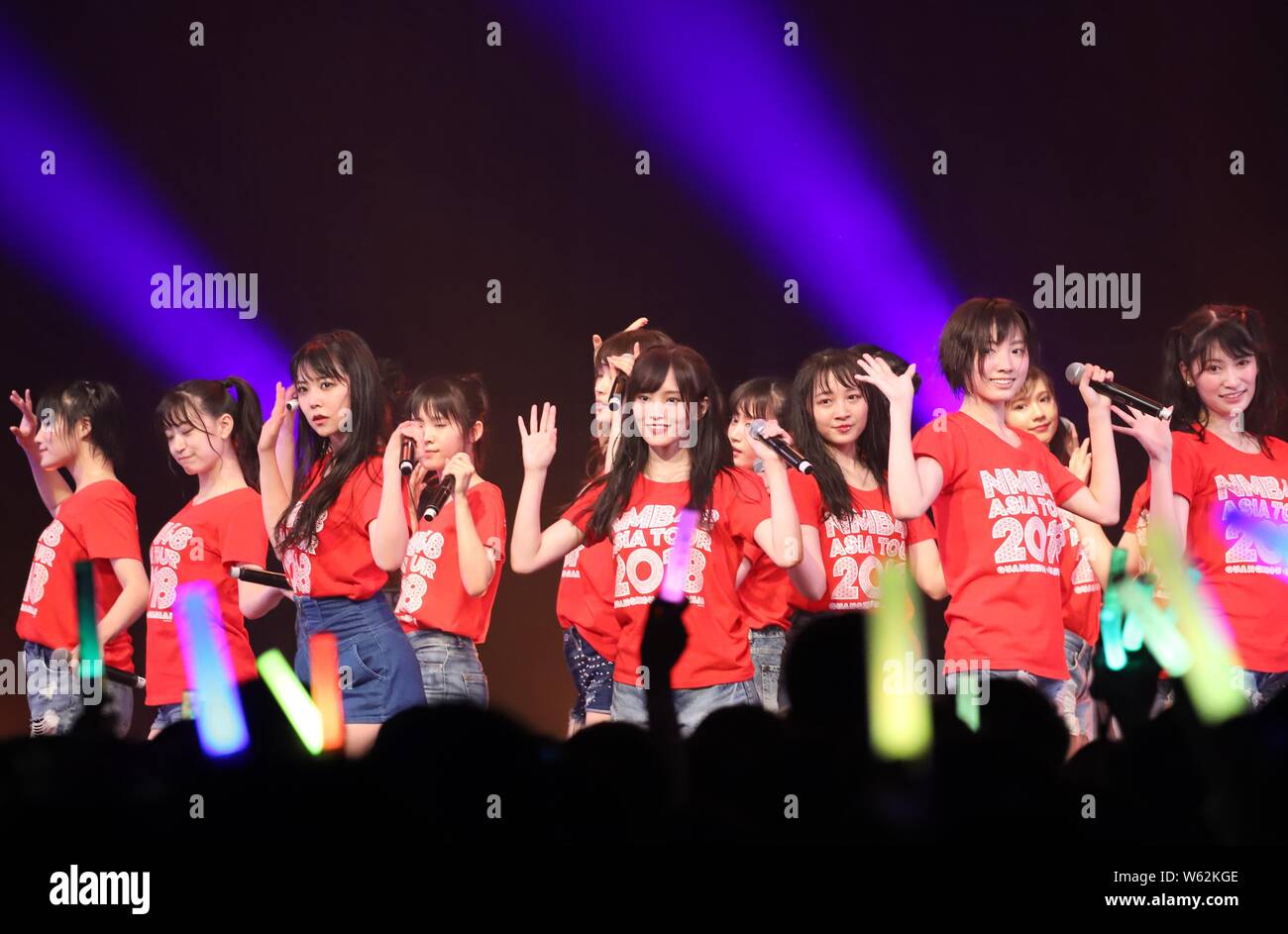 Sayaka Yamamoto, center, and other members of Japanese idol group NMB48 ...