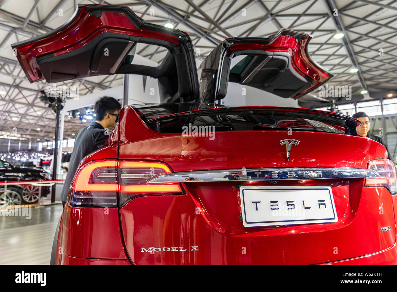 --FILE--A Tesla Model X electric car is displayed during the Shanghai ...