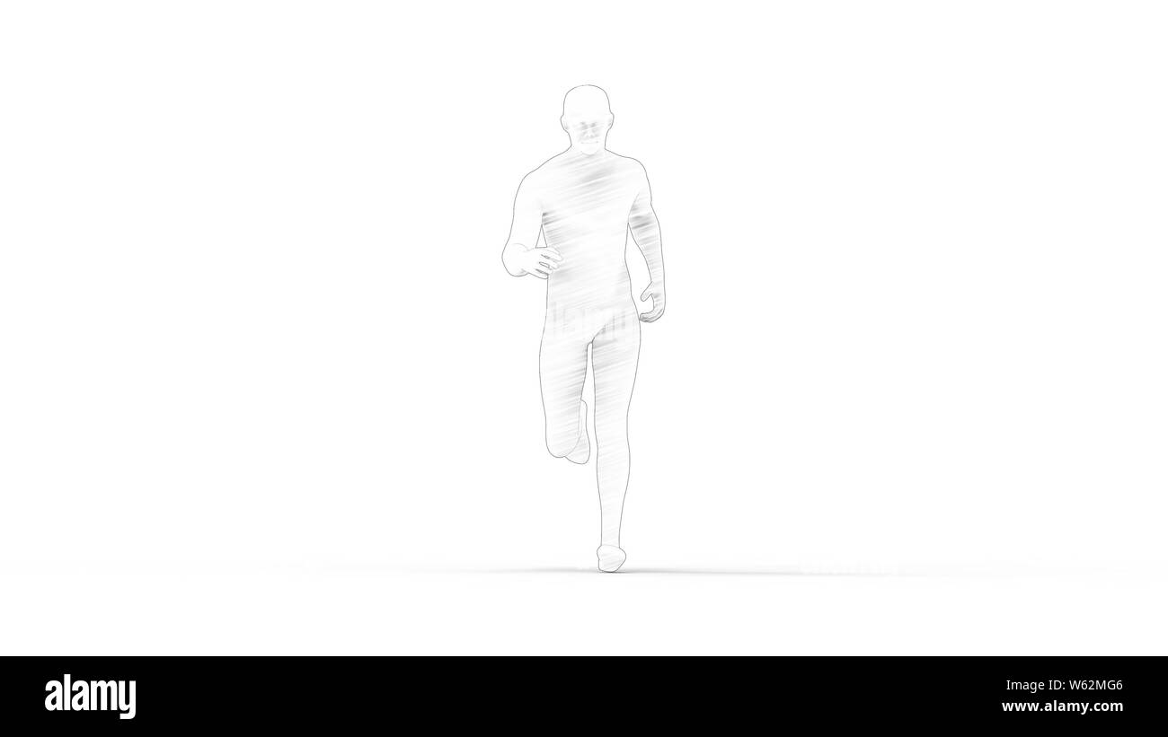 3D rendering of a computer model human running isolated in white ...