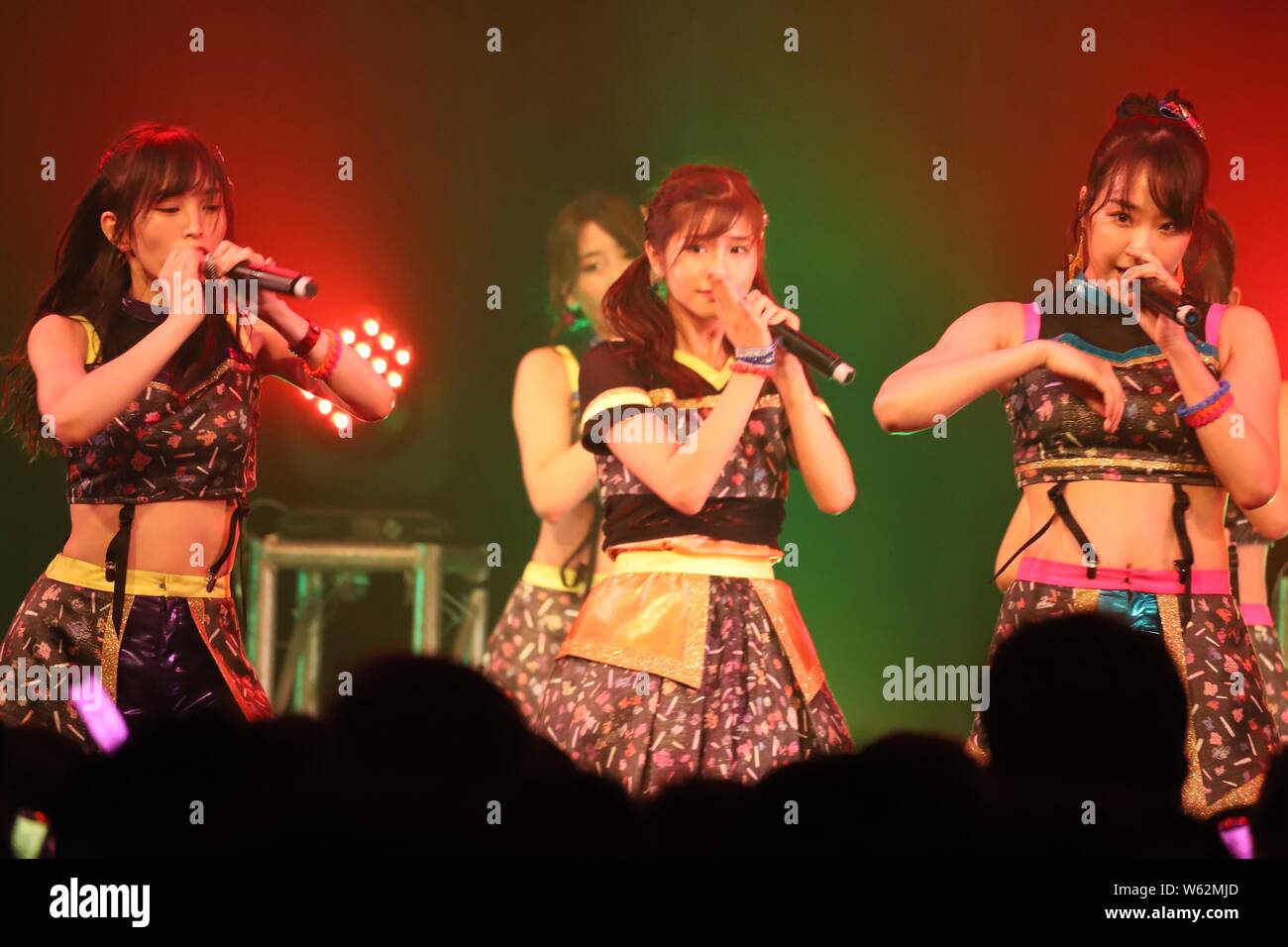 Sayaka Yamamoto, left, and other members of Japanese idol group NMB48 ...
