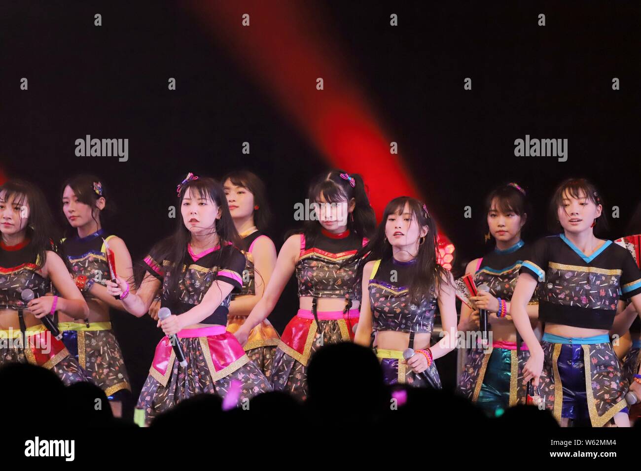 Sayaka Yamamoto, third right, and other members of Japanese idol group ...