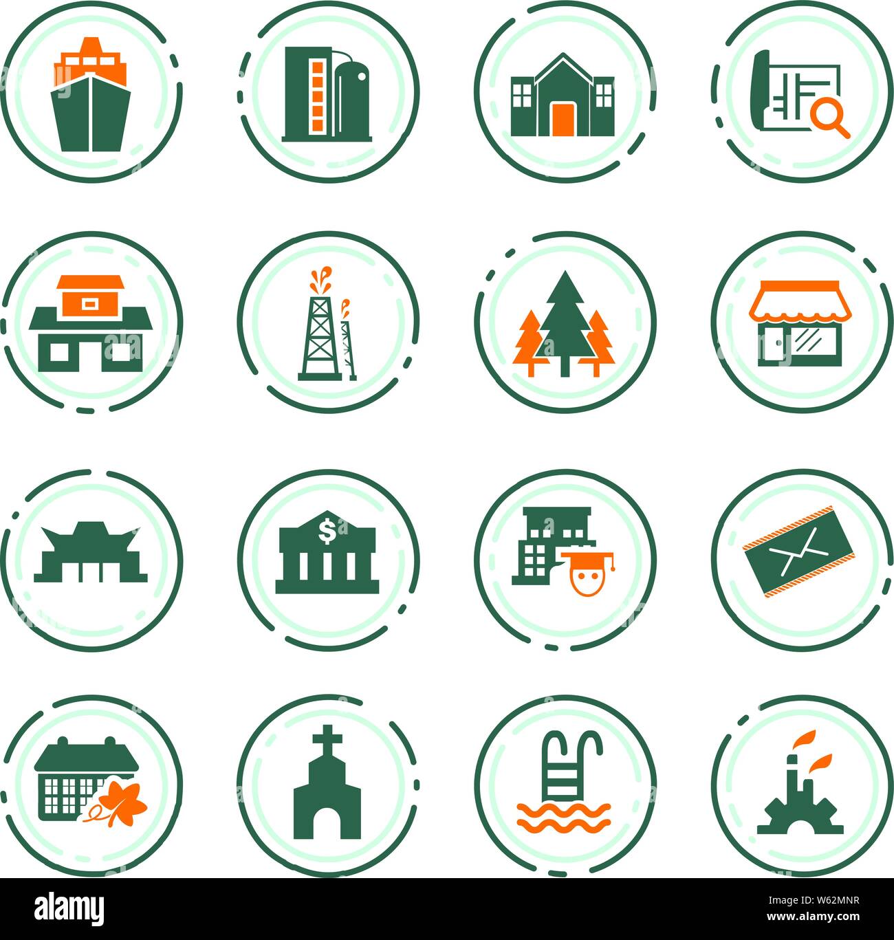 Infrastucture of the city color vector icons for user interface design ...