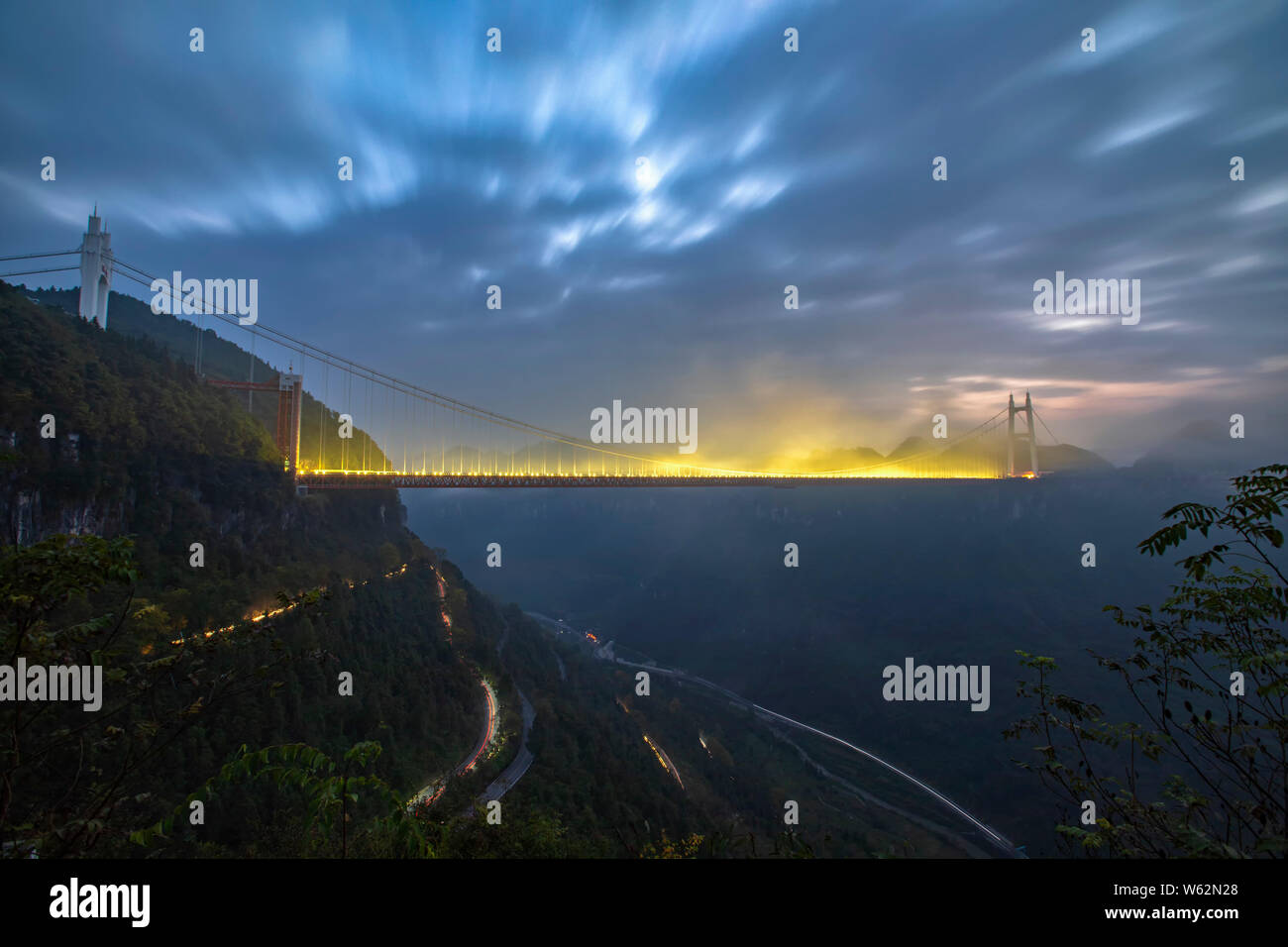 Landscape of the Aizhai Bridge, a suspension bridge on the Baotou ...