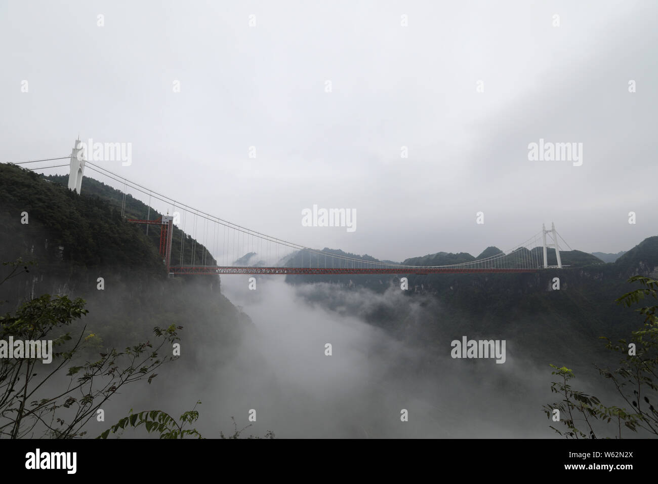 Landscape of the Aizhai Bridge, a suspension bridge on the Baotou ...