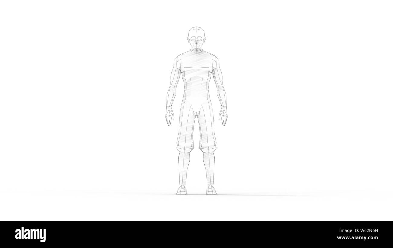 3D rendering of a digital human model isolated in white studio ...