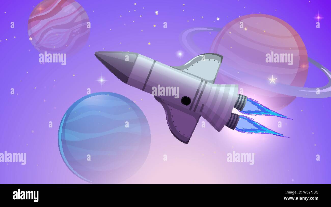 Rocket in space scene illustration Stock Vector Image & Art - Alamy