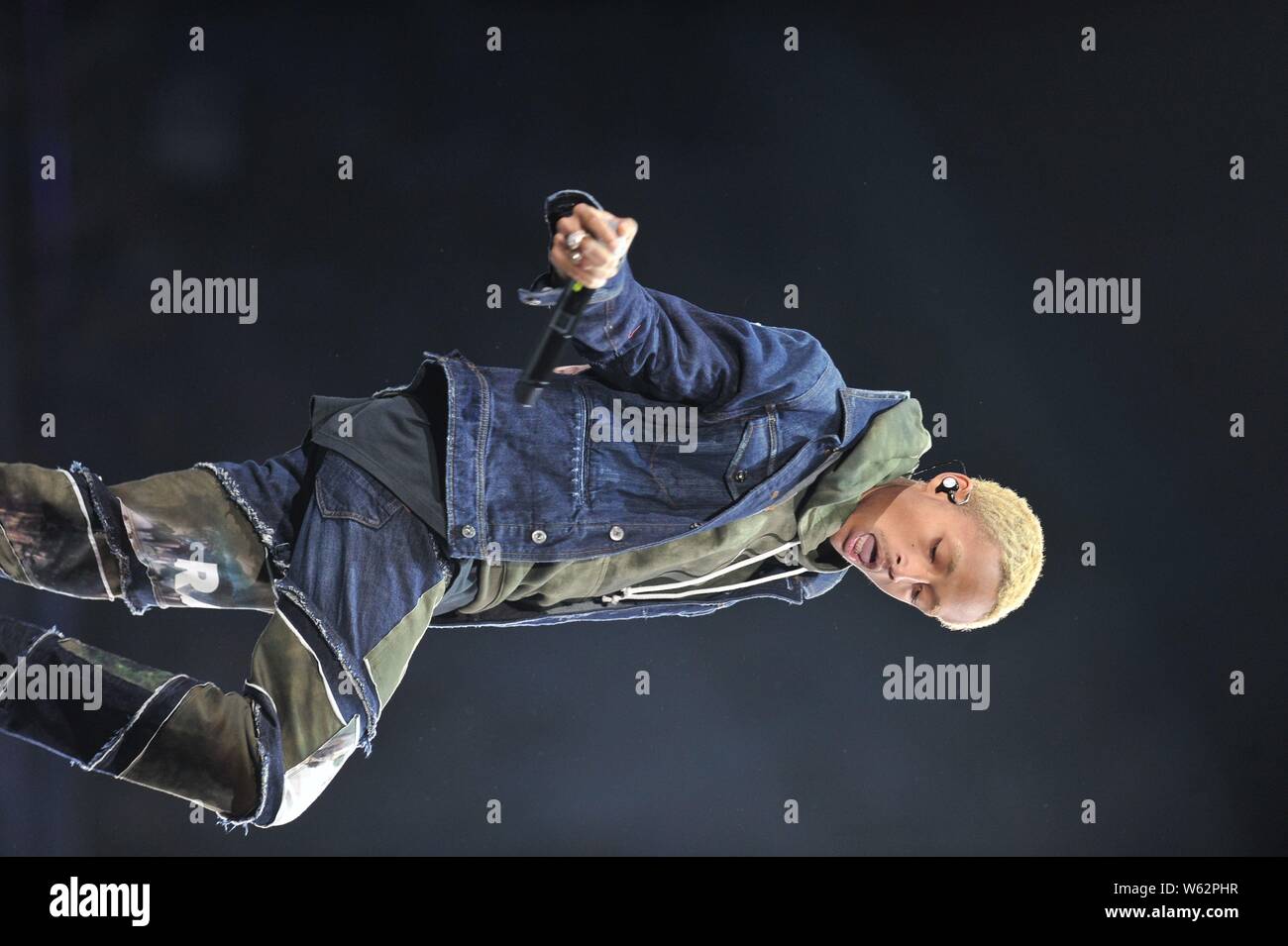 American rapper and actor Jaden Smith performs during the 2018 Tmall Collection Show for Alibaba ...