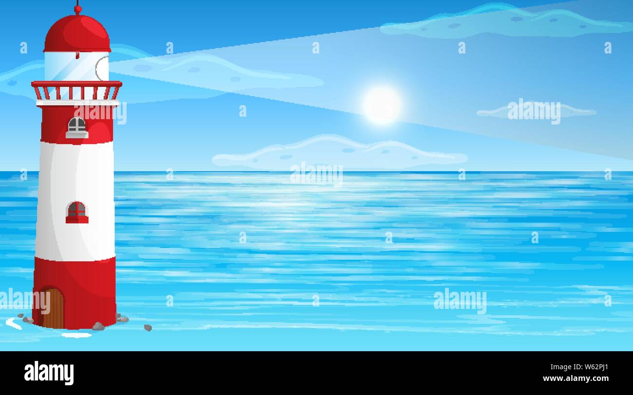 Empty nature beach ocean coastal landscape illustration Stock Vector ...